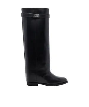 VIA ROMA 15 Leather Knee-high Boots With Buckle Detail - Black