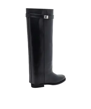 VIA ROMA 15 Leather Knee-high Boots With Buckle Detail - Black