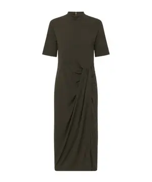 ROTATE BY BIRGER CHRISTENSEN Short-sleeve High-neck Midi Dress - Black