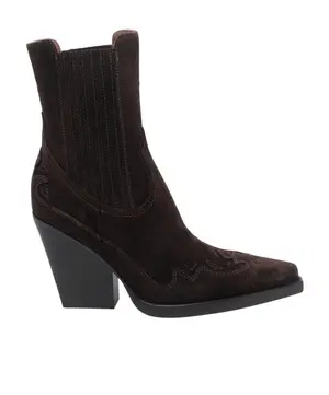 Paris Texas Dallas Embroidered Ankle Boots - Black
