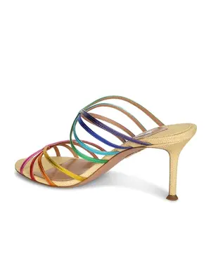 AQUAZZURA Metallic Strappy Slip-on Sandals