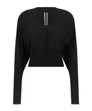 Rick Owens Cropped V-neck Knitted Jumper - Black