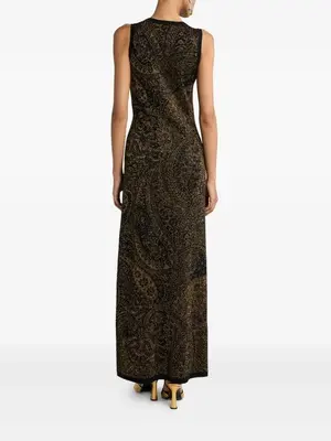 Etro Maxi Dress In Metallic Paisley Jacquard - Black