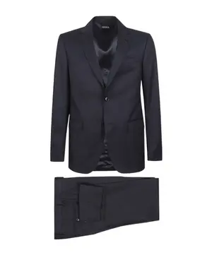 Zegna Long-sleeved Suit Jacket And Belt Loop Casual Pants Suit - Black