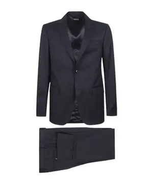 Zegna Long-sleeved Suit Jacket And Belt Loop Casual Pants Suit - No