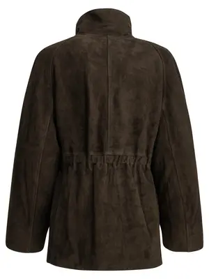 Nour Hammour High-neck Leather Jacket - Brown