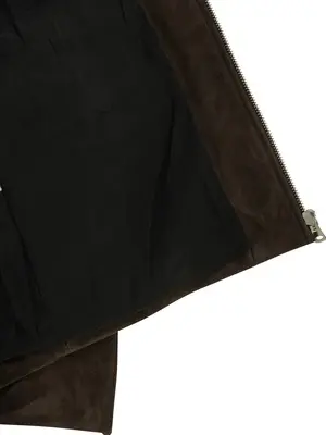 Nour Hammour High-neck Leather Jacket - Brown