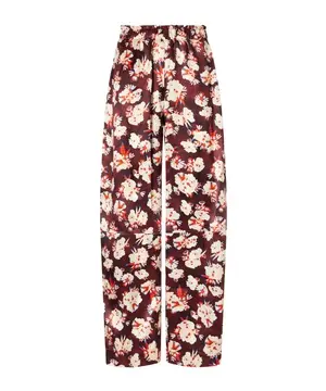 Rabanne Floral-patterned Silk Trousers - Red