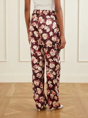 Rabanne Floral-patterned Silk Trousers