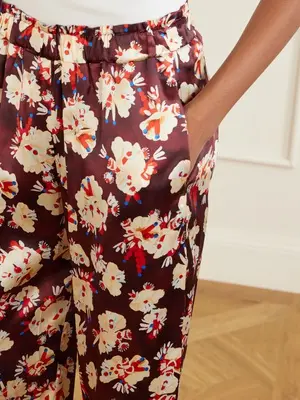 Rabanne Floral-patterned Silk Trousers