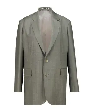 Auralee Striped Blue Suit Jacket - Gray