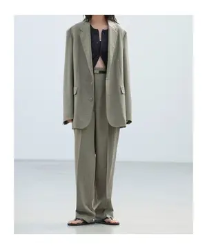 Auralee Striped Blue Suit Jacket