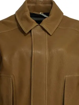 Nour Hammour Long-sleeved Leather Jacket