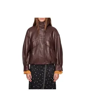 Nour Hammour High-neck Leather Jacket