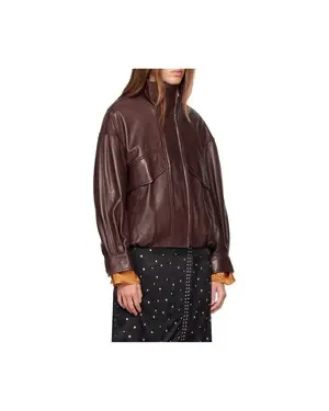 Nour Hammour High-neck Leather Jacket