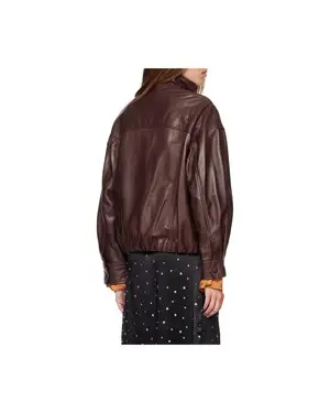 Nour Hammour High-neck Leather Jacket