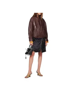 Nour Hammour High-neck Leather Jacket