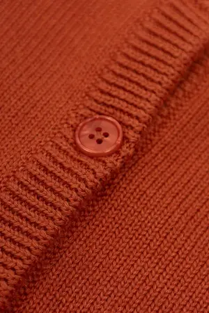 Bonpoint Long Sleeve Cardigan With Ribbed Neckline And Pockets