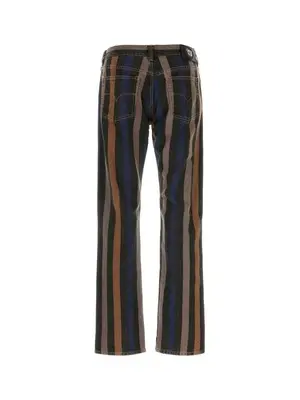 Versace Striped Straight Leg Jeans - Black