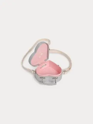 Bonpoint Heart-shaped Bag With Silver Sequins And Cherry Applique