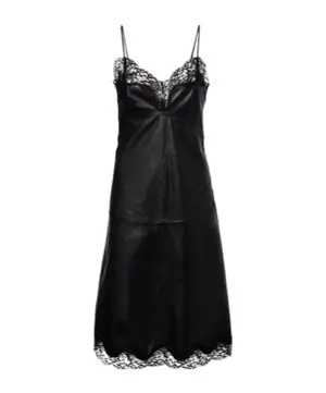 Magda Butrym Lace-trimmed Leather Midi Dress - Black