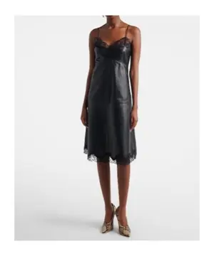 Magda Butrym Lace-trimmed Leather Midi Dress
