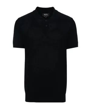 A.p.c. Jay Open-knit Short Sleeved Polo Shirt - Black