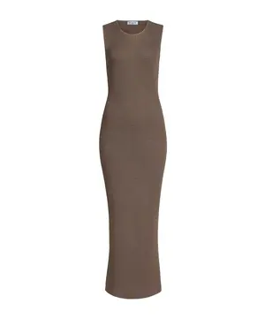 Alaïa Waffle Godets Midi Dress - Mole