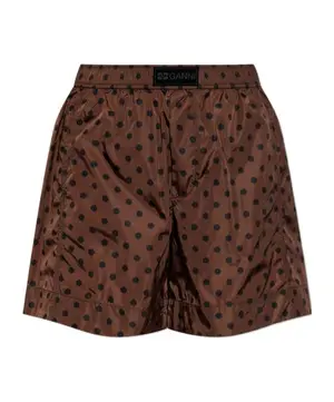 GANNI Polka-dot Logo-patch Shorts - Brown
