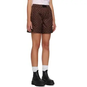 GANNI Polka-dot Logo-patch Shorts - Brown