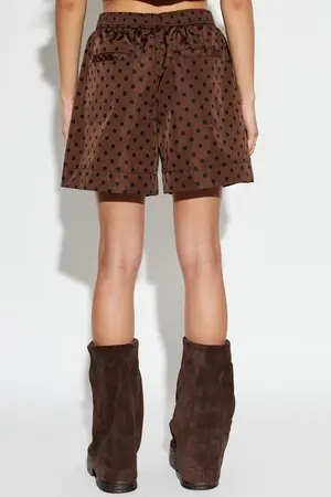 GANNI Polka-dot Logo-patch Shorts - Brown