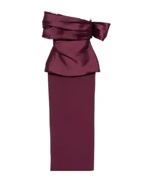 Solace Off-shoulder Draped Maxi Dress - Grape