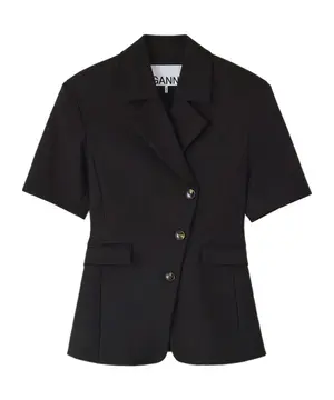 GANNI Blazer In Cotton Tailoring - Black