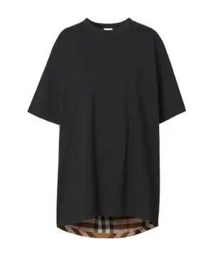 Burberry Check-panelled Crewneck T-shirt - Black