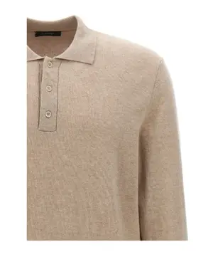 ZANONE Long-sleeved Fine-knit Polo Shirt