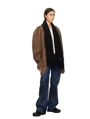 VIVIENNE WESTWOOD Logo Embroidered Fringed Scarf