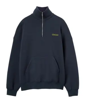 Gucci Jersey Half-zip Jacket With Patch