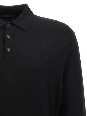 ZANONE Long-sleeved Fine-knit Polo Shirt