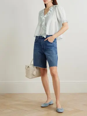 DÔEN Henri Ruffled Blouse - Blue