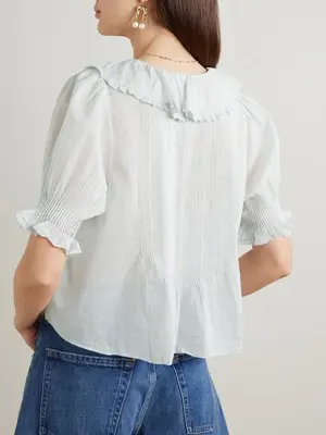 DÔEN Henri Ruffled Blouse - Blue