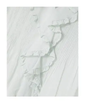 DÔEN Henri Ruffled Organic Cotton Tulle Blouse - Blue