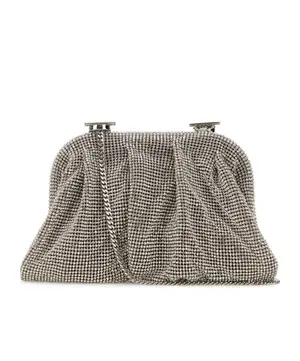 Benedetta Bruzziches Crystal-embellished Ruched Clutch Bag