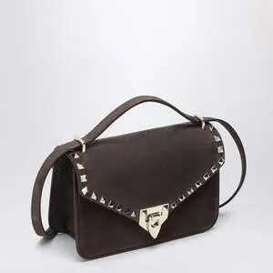 Valentino Garavani Rockstud Small Crossbody Bag In Suede - Brown