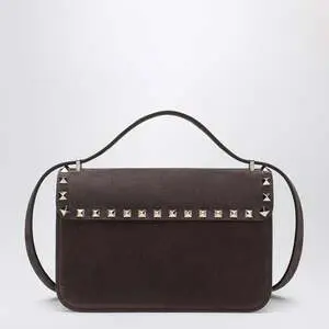Valentino Garavani Rockstud Small Crossbody Bag In Suede - Brown
