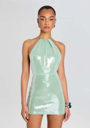 Retrofete Tulip Sequin Mini Dress - Matcha