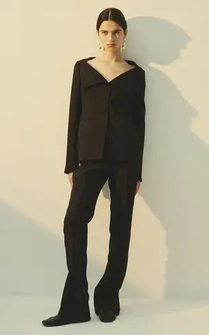 HEIRLOME Simone Silk-wool Straight Leg Trousers - Black