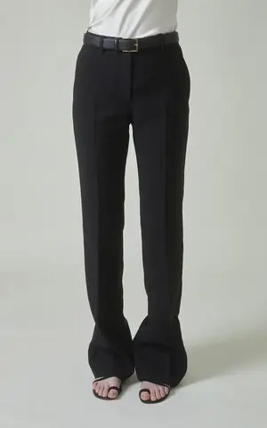 HEIRLOME Simone Silk-wool Straight Leg Trousers - Black