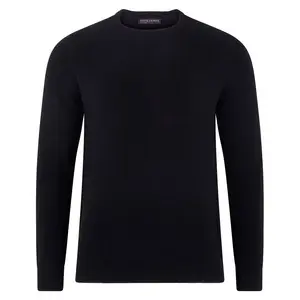PAUL JAMES KNITWEAR Fisherman Rib Crew Neck Jumper - Blue