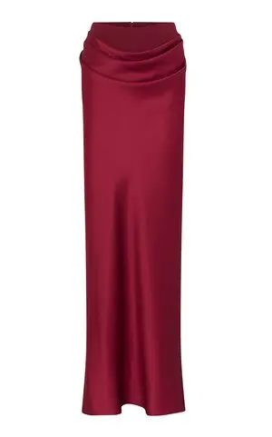 HEIRLOME Cleo Silk Maxi Skirt - Red