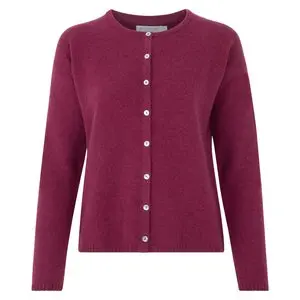 PAUL JAMES KNITWEAR Lambswool Leona Crew Neck Cardigan - Red